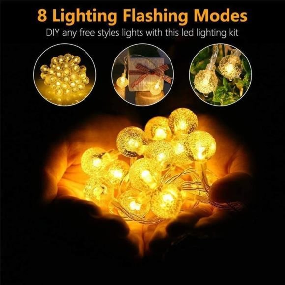 Holiday | Battery Operated Globe String Lightswater Proof 33 Ft 8 Led ...